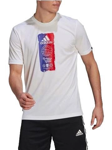 Adidas Printing Round Neck Short Sleeve Sports Short Sleeve White T-shirt - Multi-color