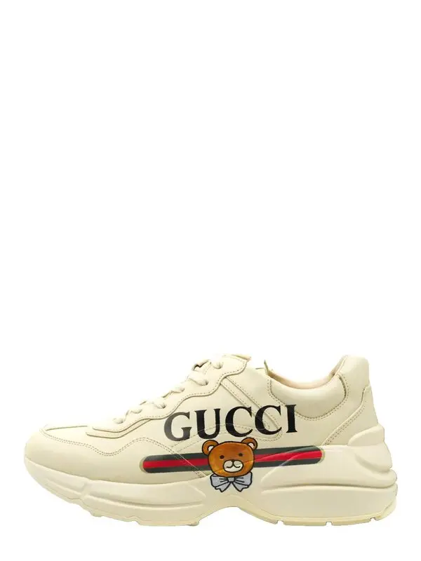Gucci Rhyton Crossover Sneakers With Teddy Bear Motif - Cream