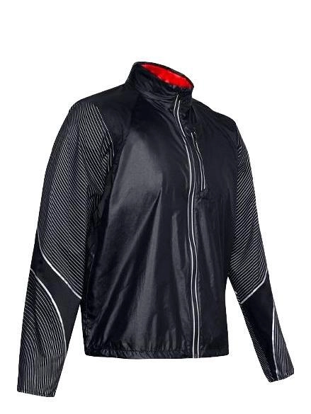 Under Armour Run Impasse Reflect Stripe Pattern Stand Collar Zip-up Jacket - Black