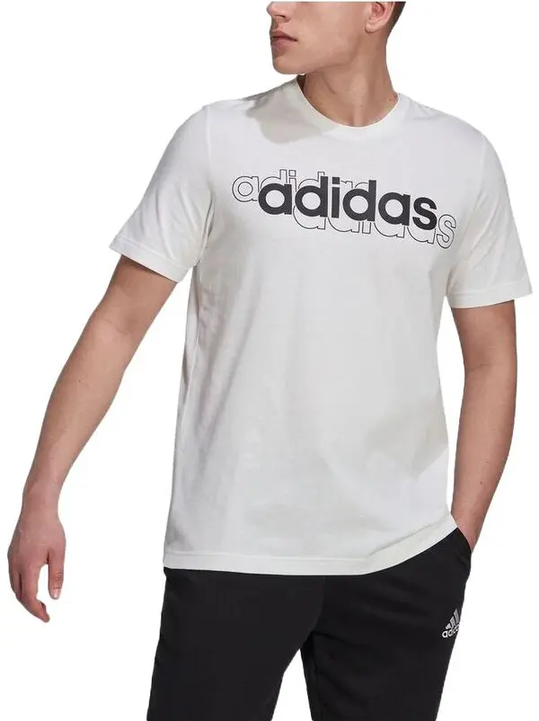 Adidas Casual Sports Logo Solid Color Round Neck Short Sleeve White T-shirt - Default Color