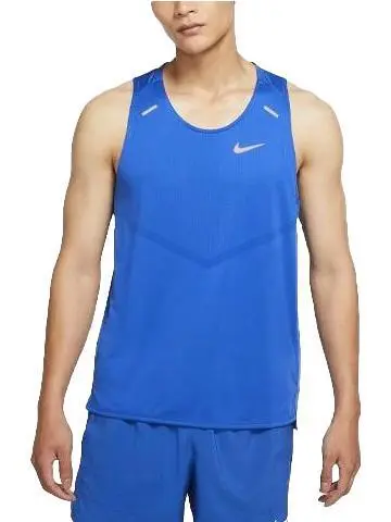 Nike Dri-fit Rise 365 Reflective Logo Printing Running Sports Vest - Royal Blue
