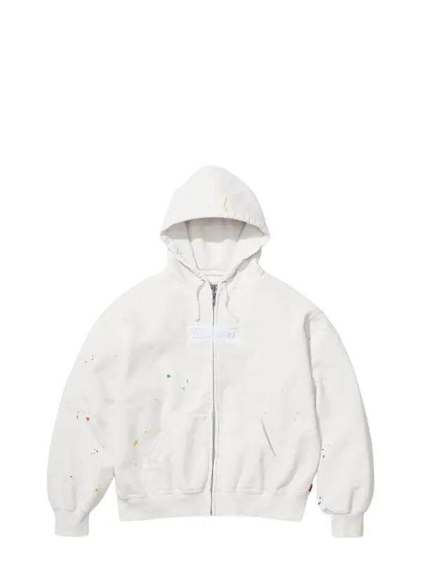 Supreme X Mm6 Maison Margiela Box Logo Zip Up Hooded Sweatshirt - White