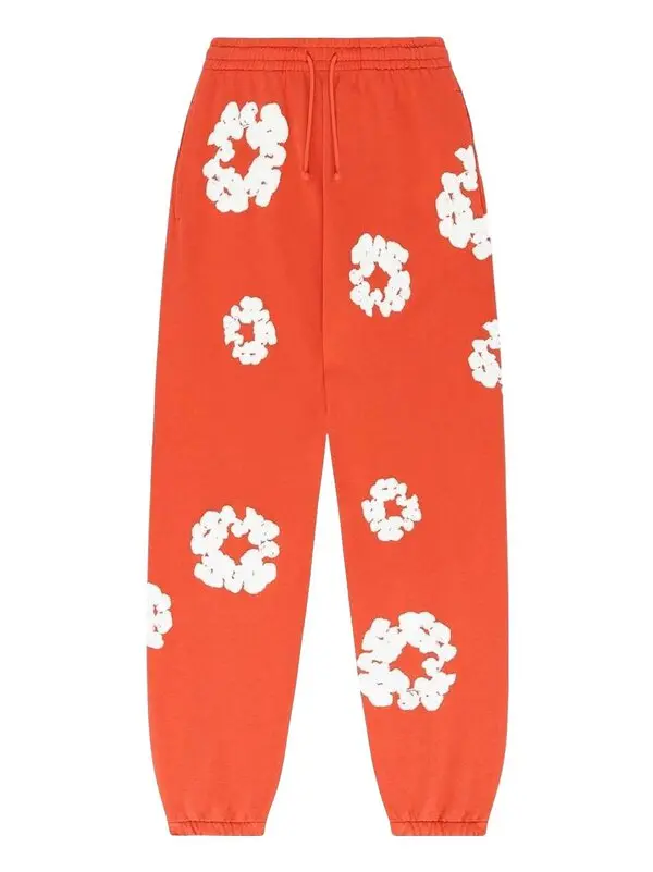 DENIM TEARS Cotton Wreath Sweatpants 'orange White - Orange/white