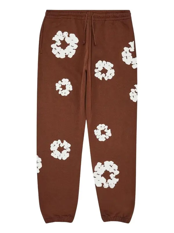 DENIM TEARS Cotton Wreath Sweatpants 'brown White - Brown/white