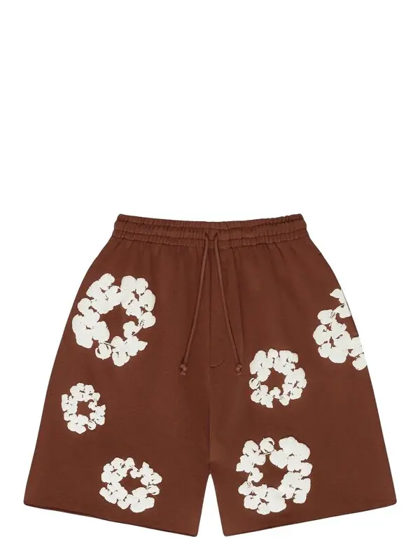 DENIM TEARS Cotton Wreath Logo Shorts - Brown/white