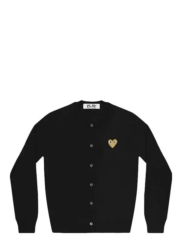 Play Comme Des Garcon Cardigan With Gold Emblem - Black