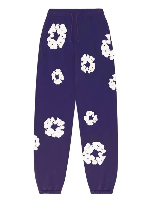 DENIM TEARS Cotton Wreath Sweatpants 'purple White - Purple/white