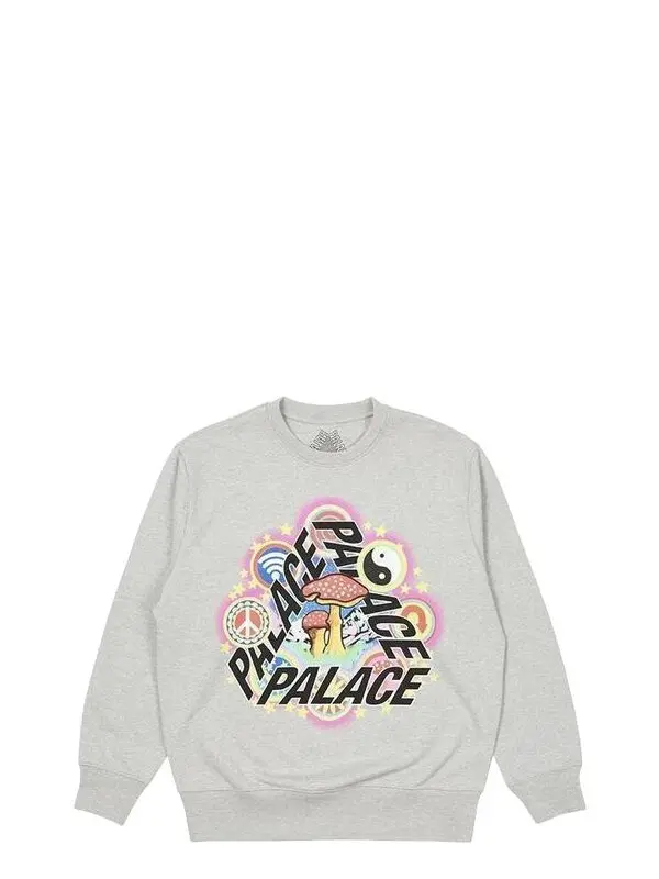 PALACE Bun 5g Crew Sweater - Grey