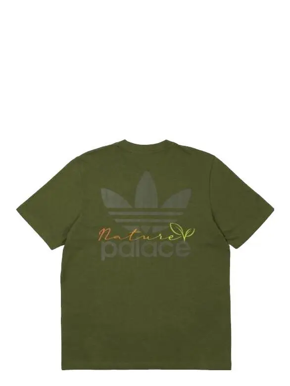 Adidas Originals X Palace Crossover Ss22 Ss22 Back Logo Printing Short Sleeve Green T-shirt - Wild Pine