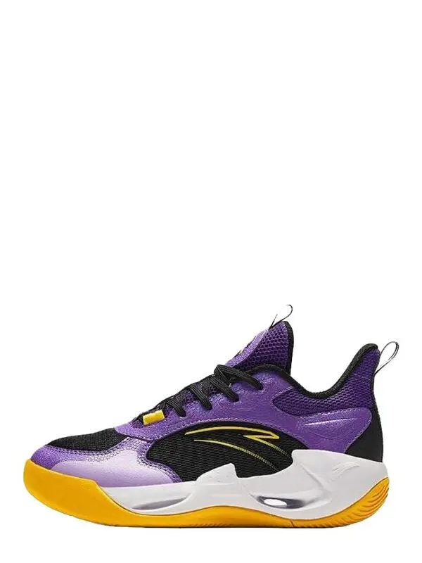 ANTA Athletic Lace-up High-top Basketball Sneakers - Purple/white/black