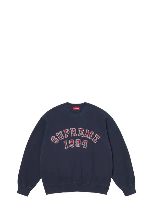 Supreme Plaid Arc Crewneck - Navy