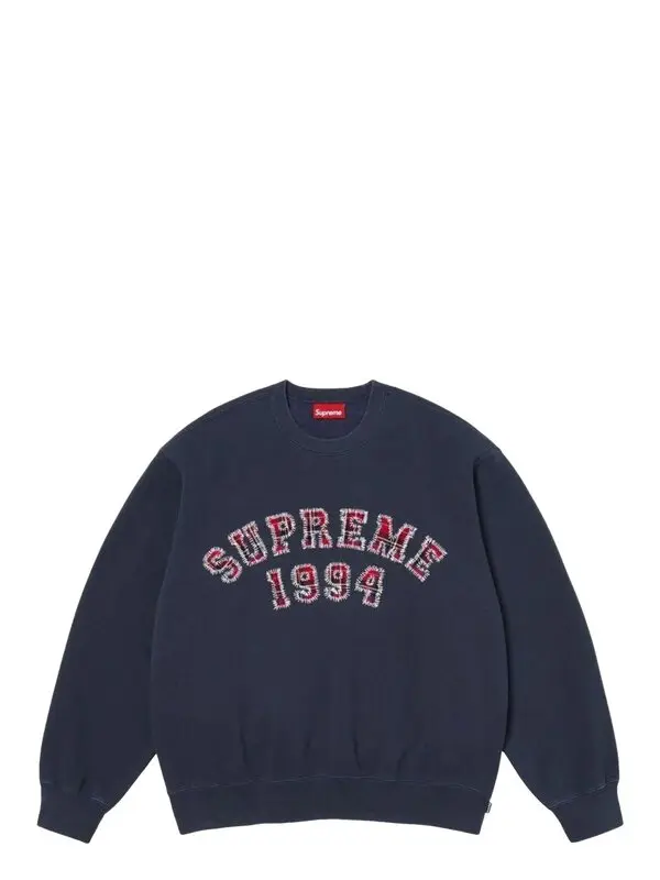 Supreme Plaid Arc Crewneck - Navy