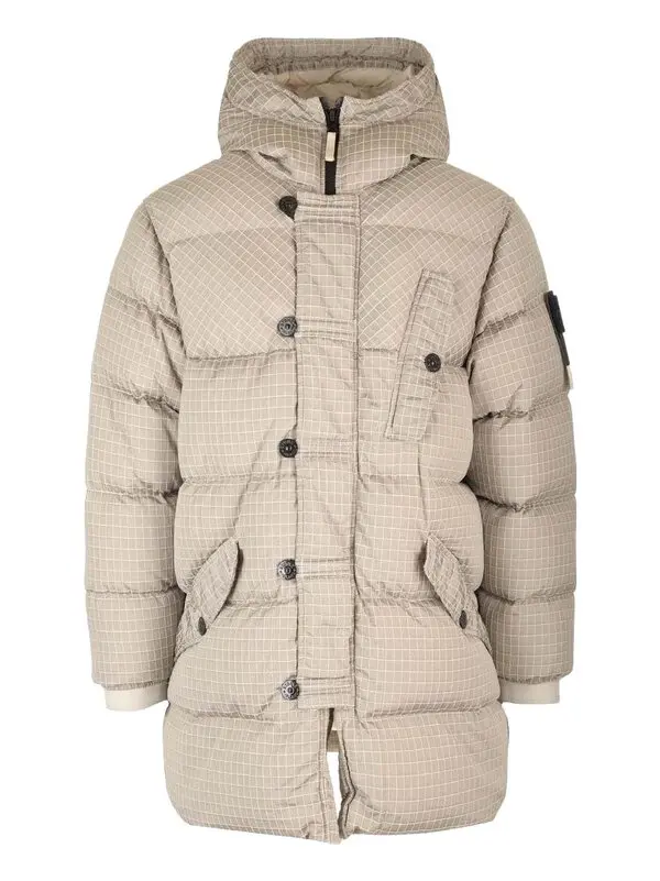 Stone Island Logo-patch Down Jacket - Beige