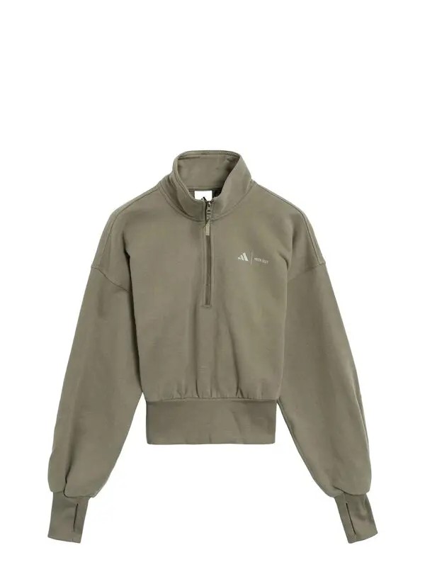 Adidas X Moon Boot Leggrn Crop Half Zip Sweatshirt - Green