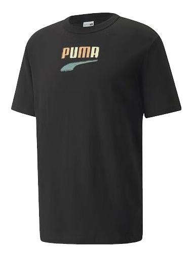 PUMA Downtown Logo Tee 'black - Black/gold