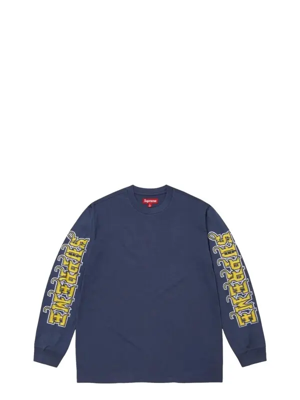 Supreme Fw25 Intarsia Sleeve Long Sleeve Top - Navy