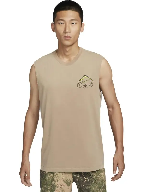 Nike Dri-fit Graphic Running Tank - Khaki