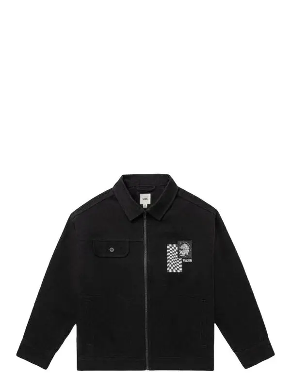 VANS Embroidered Printed Lapel Zip-up Jacket - Black