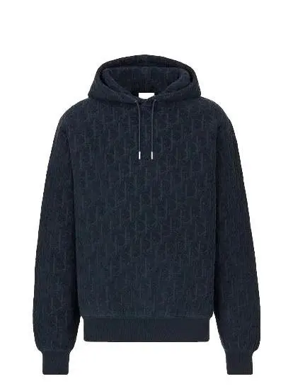 Dior Monogrammed Terry Cotton Hoodie - Navy Blue