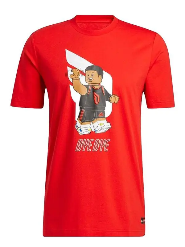 Adidas X Lego Crossover Dame Ss Damian . Lillard Funny Blocks Printing Basketball Sports Short Sleeve T-shirt - Red