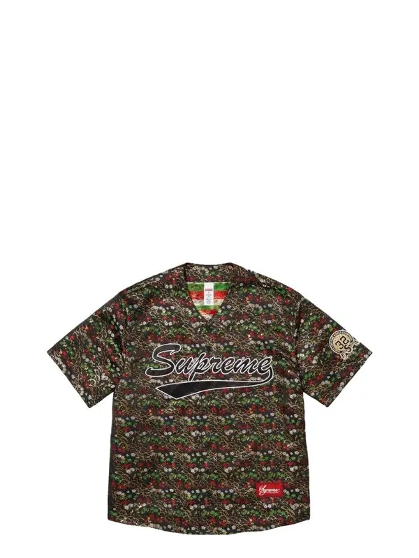 Supreme Floral Jacquard Baseball Jersey - Black