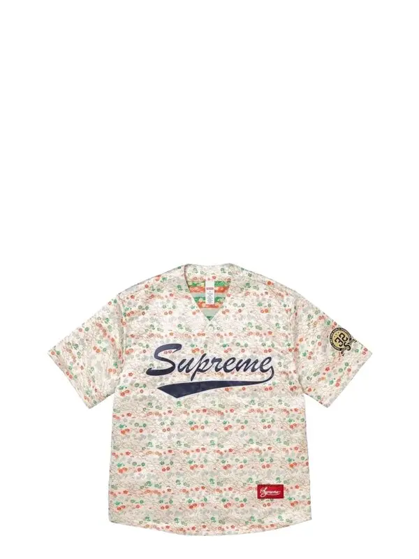 Supreme Ss26 Floral Jacquard Baseball Jersey - White