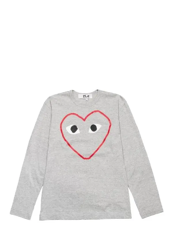 Play Comme Des Garcon Red Love Printing Gray Long Sleeves - Grey