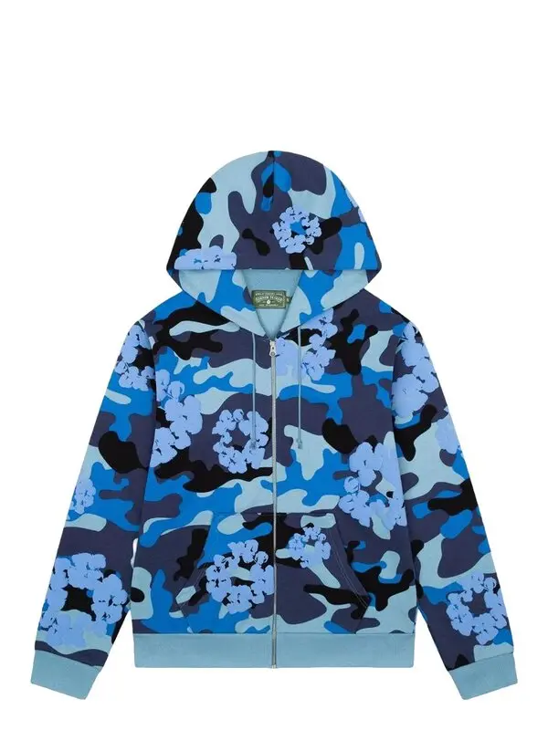 DENIM TEARS Cotton Wreath Hooded Jacket - Blue