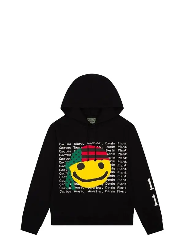DENIM TEARS X Cactus Plant Flea Market Smiley Face Hoodie - Black