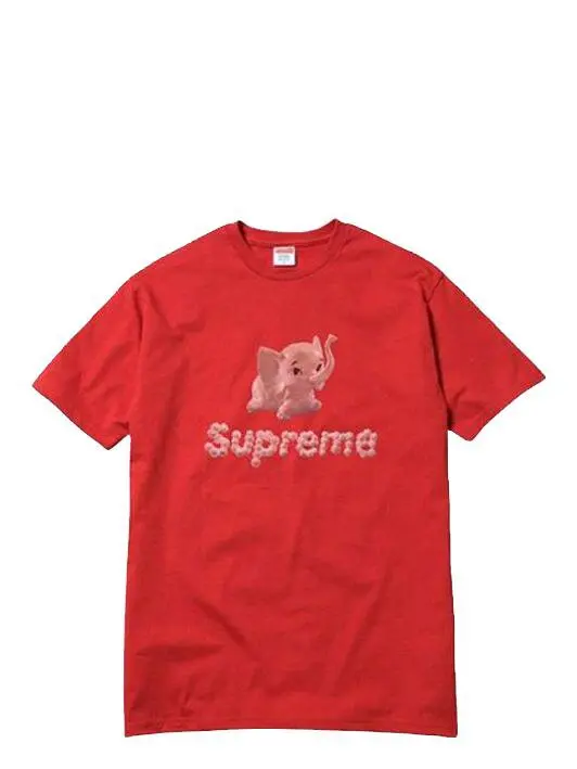 Supreme Ss17 Elephant Tee Small Printing Short Sleeve - Red