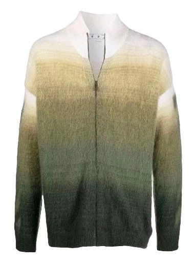 Off-White Fw21 Arrow Pattern Zipper Cardigan Wool Sweater - Green