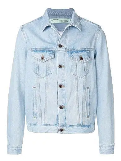Off-White Logo Printed Denim Jacket - Creamy