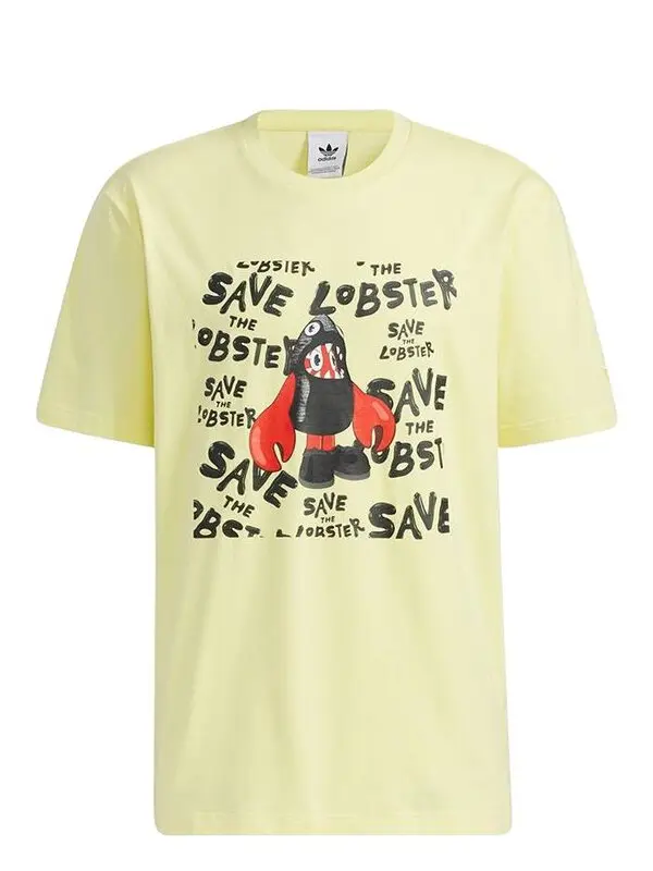 Adidas Originals Artist Tee Ss Cartoon Printing Casual Sports Short Sleeve - Yellow