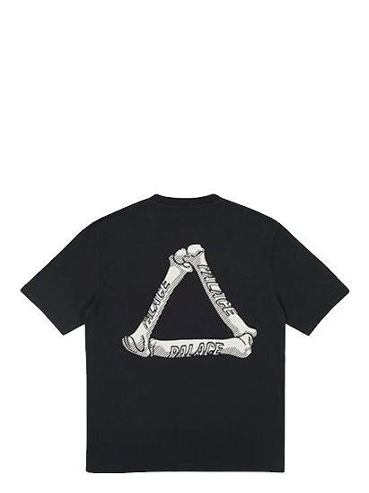 PALACE Bones Letter Round Collar Short-sleeve Tee - Black