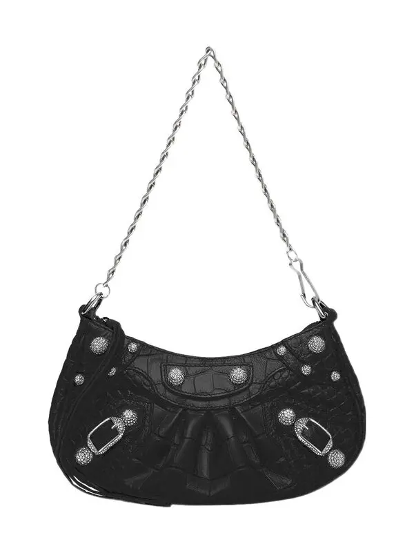 Balenciaga Le Cagole Mini Bag With Chain Crocodile Embossed - Black