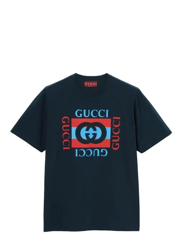 Gucci Printed Cotton Jersey T-shirt - Navy