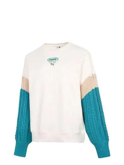 PUMA Colorblock Crewneck Sweatshirt - White/beige/blue