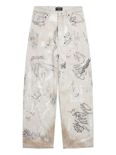 Balenciaga Graffiti Baggy Jeans - Grey