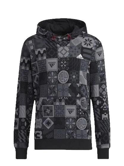 Adidas Cny Aop Hood Pattern Full Print Sports - Black