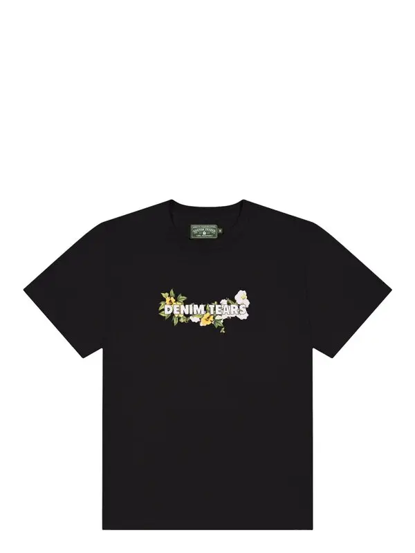 DENIM TEARS Cotton Floral Logo T-shirt - Black