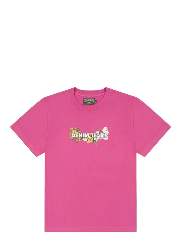 DENIM TEARS Cotton Floral Logo T-shirt - Pink