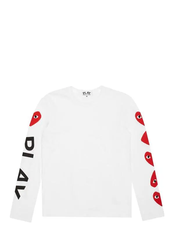 Play Comme Des Garcon Long Sleeve T-shirt With Heart Motif - White