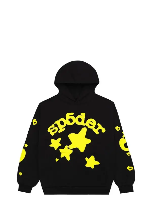 SP5DER Graphic Hoodie - Onyx/yellow