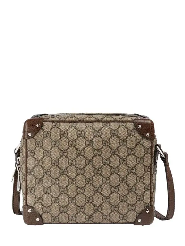 Gucci Monogram Shoulder Bag With Leather Detail - Cream