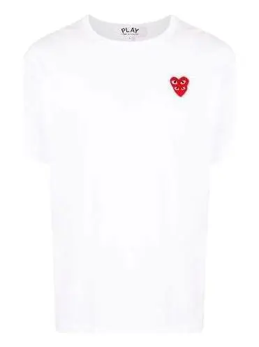 Play Comme Des Garcon Basic T-shirt Red Family Heart - White