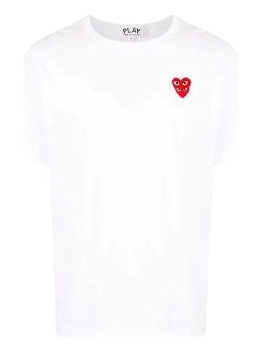 Play Comme Des Garcon Basic T-shirt Red Family Heart - White