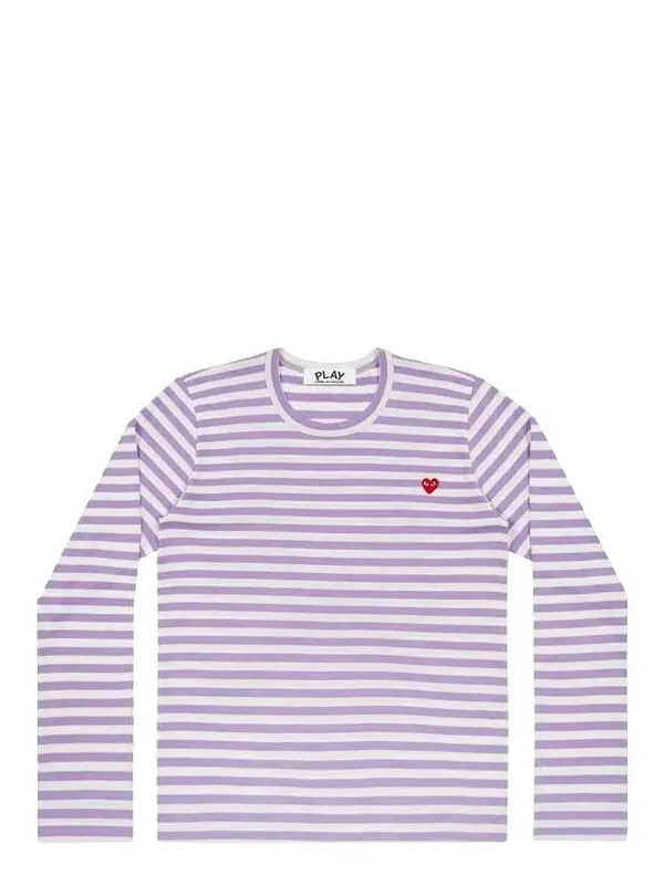 Play Comme Des Garcon Striped Long Sleeve T-shirt - Purplewhite