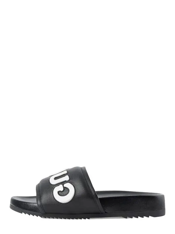 Gucci Sideline Rubber Logo Slide - Black Leather