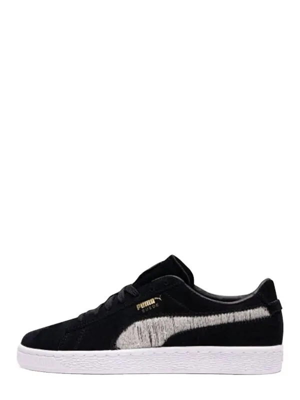 PUMA Suede Ripped Denim Low Top Sneakers - Black