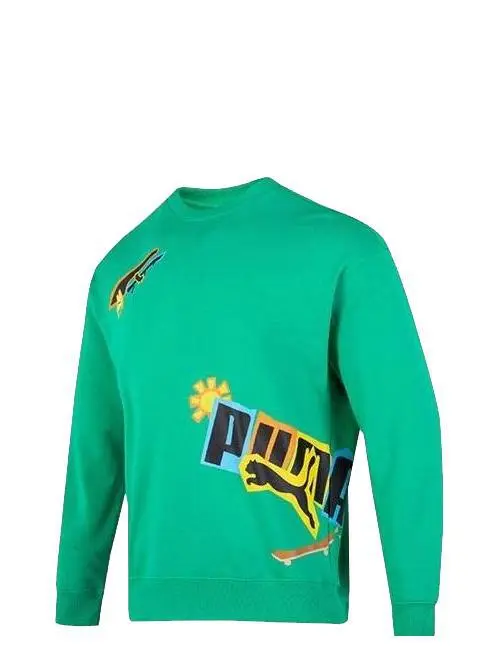 PUMA Classics Street Sport Crewneck Sweatshirt - Green/black/yellow